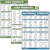 3 Pack - Cable Machine Workout Posters Volume 1 & Volume 2 + Kettlebell ...