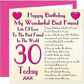 Best Friend 30th Happy Birthday Card - Lots Of Love To The Best Friend ...