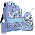 Disney Stitch School Bag Set, 5 Pieces with Backpack, Drawstring Bag ...
