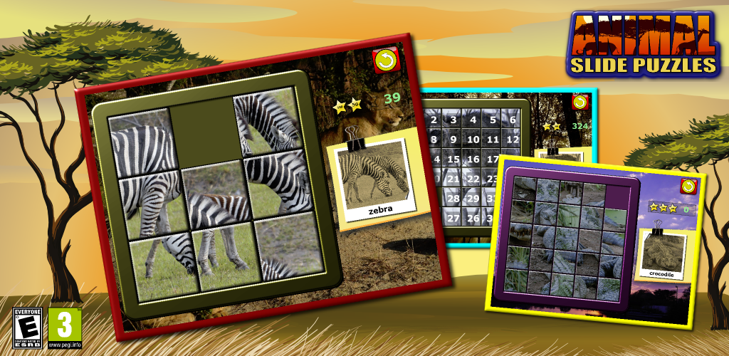 Kids Animal Slide Puzzle 15 - mystic squares shape rearranging mosaic ...