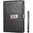 Kesote Lockable Notebook A5 Diary with Lock Leather Cover Lined ...