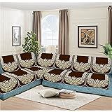 SAWNA HOMES L Shape Premium 6 Seater Velvet Sofa Cover Set, 12 Pieces ...
