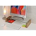 Ttap Glass Monitor Riser Stand - Oak Desk TV Laptop Shelf, Computer ...