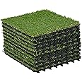 Outsunny Gazon synthétique Artificiel Set de 10 Dalles Carreaux 30 x 30 cm épaisseur Confort 3,5 ...