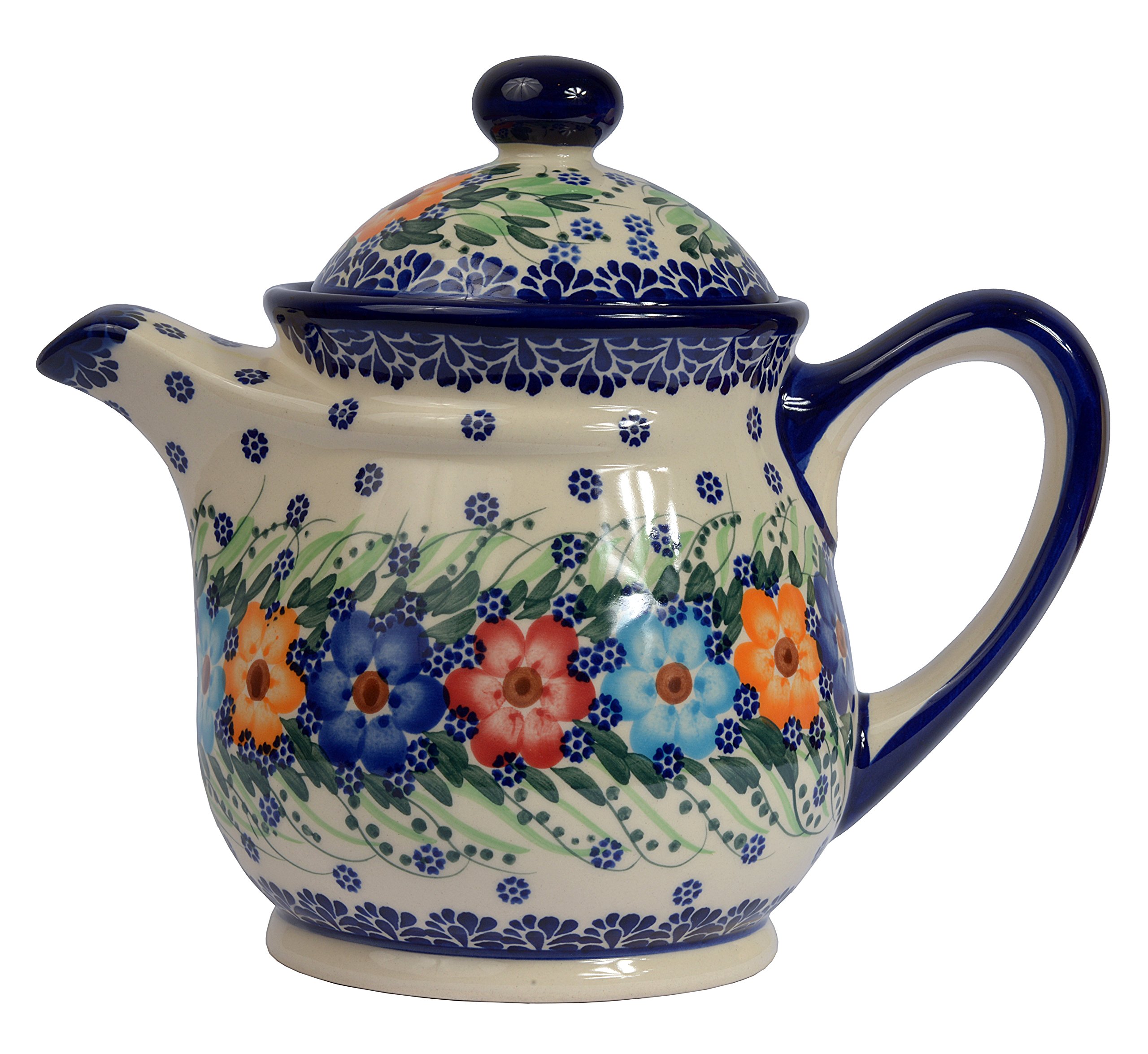 Traditional Polish Pottery, Handcrafted Ceramic 9-Cup Teapot with Lid ...