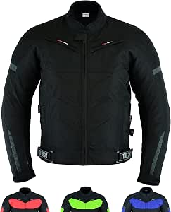 Mens Black Motorcycle Motorbike Biker Waterproof Jacket With CE Armour ...