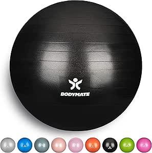 BODYMATE Anti-burst Exercise Ball - Includes Ebook and air pump - Gym ...