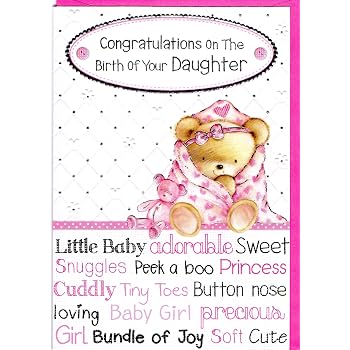 New Baby Girl Card - Born In 2016 Congratulations On The Birth Of Your ...