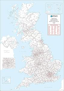 UK White Postcode Areas Large Wall Map - Paper : Amazon.co.uk ...