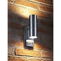 Auraglow PIR Motion Sensor Stainless Steel Up & Down Outdoor Wall ...