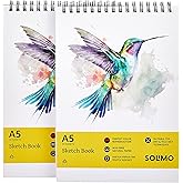 Amazon Brand - Solimo A4 Paper Sketchbooks, Spiral-Bound, Professional-Grade Sheets, Compatible ...