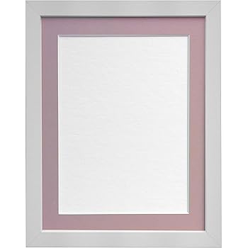 FRAMES BY POST 25mm wide H7 White Picture Photo Frame with Pink Mount ...