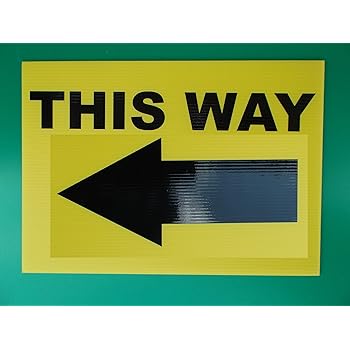 Event Signage - THIS WAY with Arrow pointing Left - Yellow Direction ...