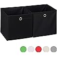 Relaxdays Box Set of 2, Shelf Storage Basket, Square Bins 30x30x30 cm ...