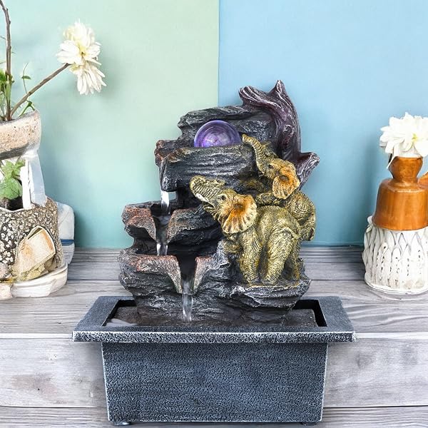 Beautiful Quartz Crystal Lighted Indoor Water Fountain Watnature 14. 6