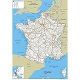 France Road Map - Paper Laminated - A1 Size 59.4 x 84.1 cm : Amazon.co ...