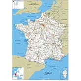 Road Map of France - Size A2-59.4 x 42cm - Paper Laminated: Amazon.co ...