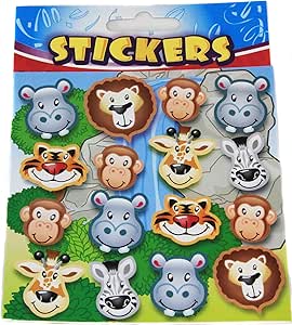 80 Jungle Zoo Animal Stickers (5 strips of 16 stickers): Amazon.co.uk ...