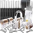 LockCowboy 30 Pieces Lockpick Set with 3 Transparent Practice Locks and Credit Card - Lock ...