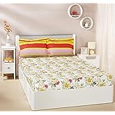 Amazon Brand - Solimo Floral Splash 144 TC 100% Cotton Double Bedsheet with 2 Pillow Covers ...