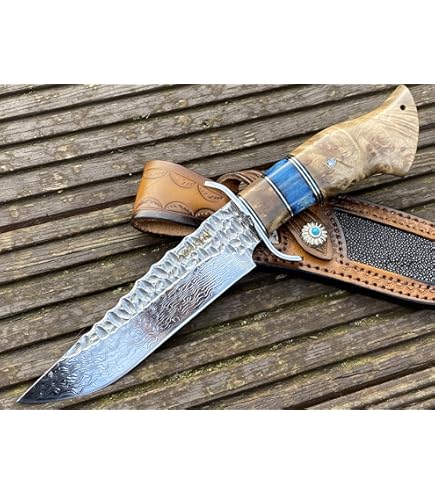 Perkins Bushcraft Knife Black Country Knives Custom Damast Bowie Messer ...