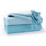 EHC Luxury Pack of 2 Chevron Cotton Single Sofa Throw Blanket, 125x ...