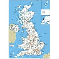 Road Map of the UK - Size A0-84.1 x 118.9cm - Paper Laminated : Amazon ...