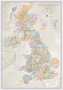 Maps International Classic UK Wall Map - Map Of The UK Poster - Front ...