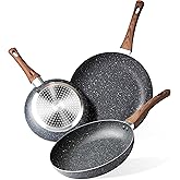 KICHLY Induction Hob Pan Sets Non Stick, 3 Pcs Frying Pans ...