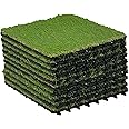 Outsunny Gazon synthétique Artificiel Set de 10 Dalles Carreaux 30 x 30 cm épaisseur Confort 3,5 ...