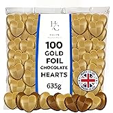100 Chocolate Hearts, Chocolate heart, Gold foil wrapped chocolate ...