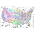 DURABLE MAGNETIC Paper Map of UNITED STATES of AMERICA (USA) with Core ...