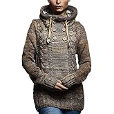 Leif Nelson Damen Pullover lang mit Kapuze Baumwolle Hoodie ...