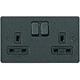 MK Edge K14347LBKB Double Switch Socket with Dual Earth/Double Pole ...