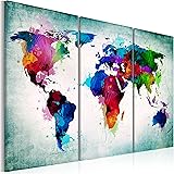 Amazon.de: murando - Bilder Weltkarte 120x80 cm Vlies Leinwandbild 3 Teilig Kunstdruck modern ...