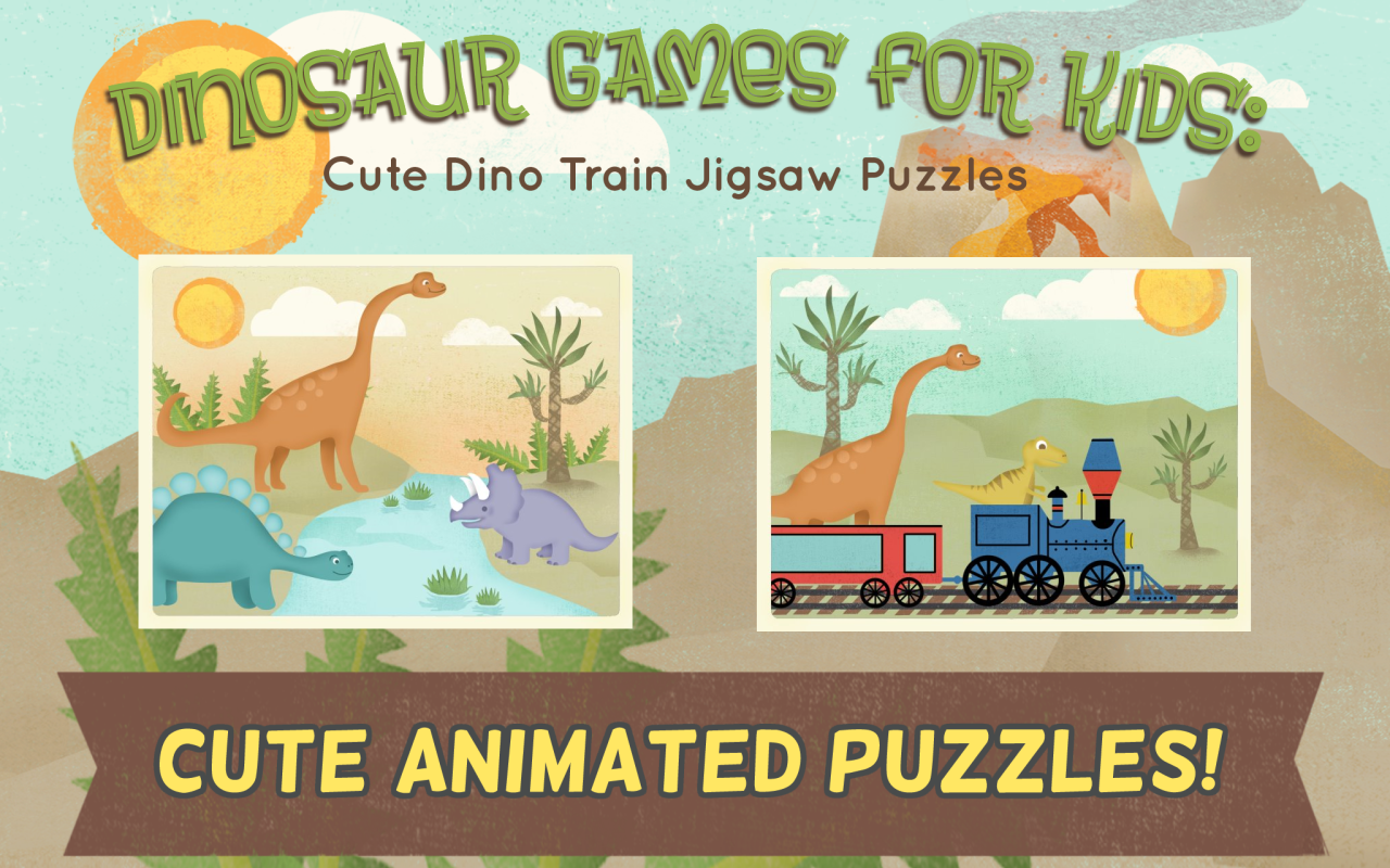 Dinosaur Games for Kids: Cute Dino Train Jigsaw Puzzles for Preschool ...