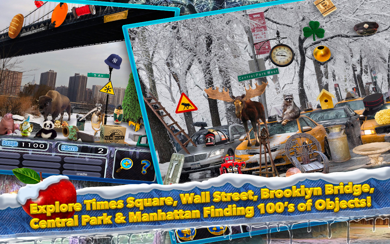 Hidden Objects New York City Winter Time – Seek & Find Object Puzzle ...