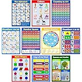 12 Pieces Educational Preschool Posters Alphabet Number Classroom Wall ...