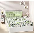 Buy Amazon Brand - Solimo Leafy Spring 144 TC 100% Cotton Double Bedsheet with 2 Pillow Covers ...