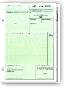 100 x Certificat de circulation des marchandises a.tR./aTR 2 pièces ...