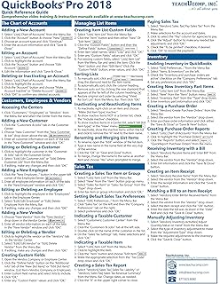 Quickbooks Pro 2018 Quick Reference Training Card Laminated Tutorial ...