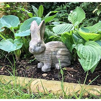Garden ornament Rabbit, Cast stone, Slate gray: Amazon.co.uk: Garden ...