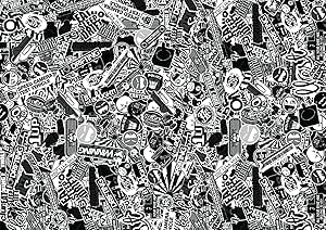 9x A4 Sticker Bombing Sheet - Design 003 - Sticker Bomb - Black & White ...